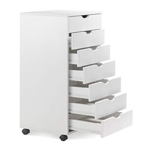 DEVAISE 7 Drawer Dresser, Storage Cabinet for Makeup, Tall Chest of Drawers for Closet and Bedroom, White