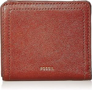 fossil women's logan leather wallet rfid blocking small bifold, brown (model: sl7829200)