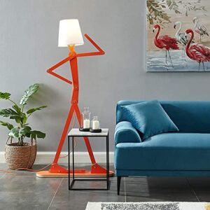 HROOME Cool Creative Floor Lamps Wood Tall Decorative Corner Reading Standing Swing Arm Light for Living Room Bedroom Office Farmhouse Kids Boys Girls Gift - with LED Bulb (Orange)