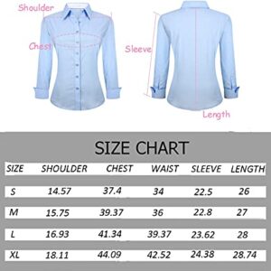 Esabel.C Womens Button Down Shirts Long Sleeve Regular Fit Cotton Stretch Work Blouse Black S