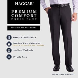 Haggar Men's Premium Comfort Dress Straight Fit Flat Front Pant, Black, 40W x 32L