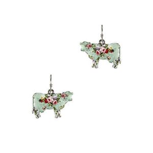 Floral Cow Fashion Metal Dangle Earring