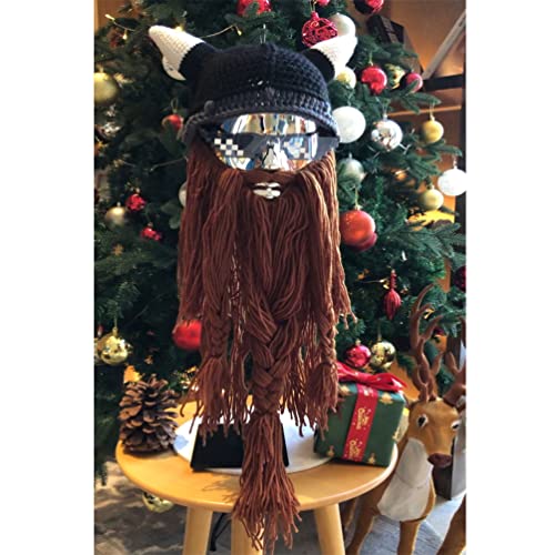 Creative Barbarian Knit Beard Hat Funny Knit Hat Wig Beanie Hat Beard Facemask