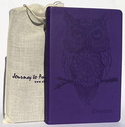 Dream To Awaken Owl Grimoire Journal | Blank Book of Shadows Journal | Witch Planner | Gift for Wiccan, Pagan, Mystic, Alchemist, Dreamer, Goddess | Vegan Leather Spell Book Blank | Hardcover | 5 3/4" x 8 1/2"