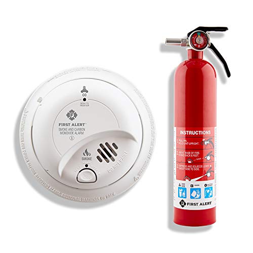 FIRST ALERT BRK SC9120B Hardwired Smoke and Carbon Monoxide Detector with Battery Backup | Standard Home Fire Extinguisher, HOME1