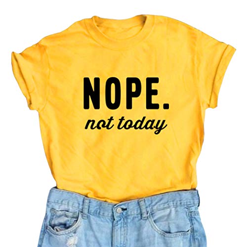 YITAN Women Cute Graphic T Shirts Teen Girls Summer Funny Tops Yellow Small