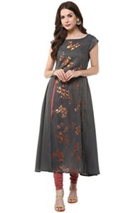 janasya indian women's tunic tops crepe kurti for women(x-small) grey