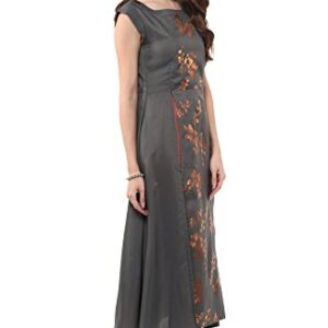 Janasya Indian Women's Tunic Tops Crepe Kurti for Women(X-Small) Grey