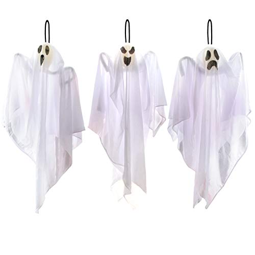 JOYIN 3 Pack Halloween Party Decoration 25.5" Hanging Ghosts, Cute Flying Ghost for Front Yard Patio Lawn Garden Party Décor and Holiday Decorations