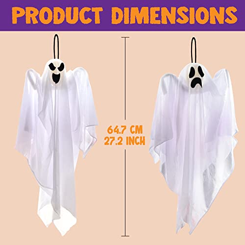 JOYIN 3 Pack Halloween Party Decoration 25.5" Hanging Ghosts, Cute Flying Ghost for Front Yard Patio Lawn Garden Party Décor and Holiday Decorations