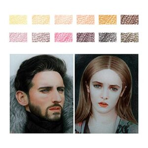 qianshan 12 Skin Tones Colored Pencils Oil Based Pre-sharpened Drawing Pencils for Beginner Artist Coloring Book Drawing Sketching Art Project - Portrait Set