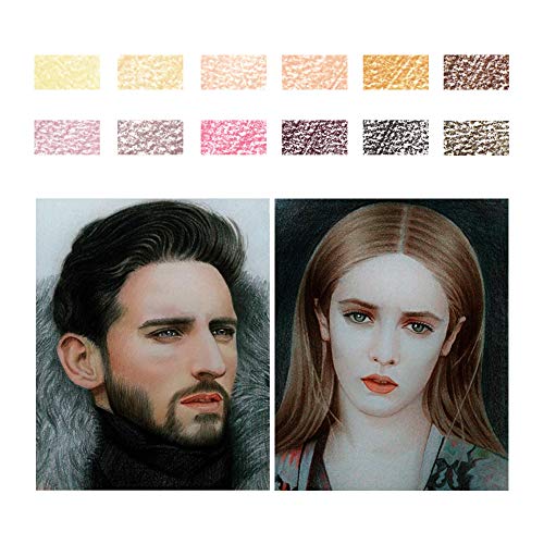 qianshan 12 Skin Tones Colored Pencils Oil Based Pre-sharpened Drawing Pencils for Beginner Artist Coloring Book Drawing Sketching Art Project - Portrait Set