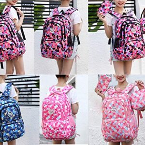 JiaYou Girl Geometric Printed Primary Junior High University School Bag Bookbag Backpack(2# Black,19 L)