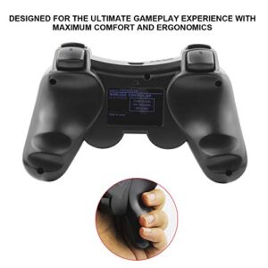 Diswoe Controllers for PS-3, Wireless PS-3 Controller 2 Pack, Bluetooth Gamepad Joystick, Double Vibrating Controller for Play_station 3 with 2 USB Charging Cables Thump Grips, Black