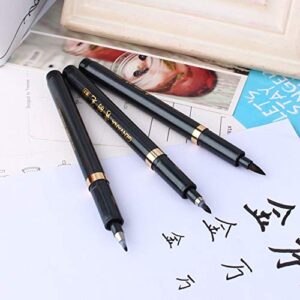 Delaman Calligraphy Pen 3pcs Chinese Japanese Calligraphy Shodo Brush Ink Pen Writing Drawing Craft Portable Pocket