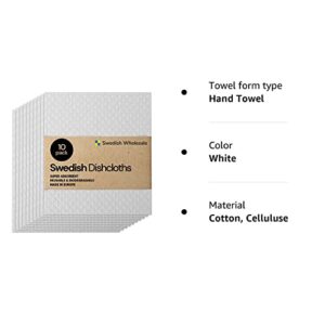 Swedish Wholesale Swedish DishCloths for Kitchen- 10 Pack Reusable Paper Towels Washable - Eco Friendly Cellulose Sponge Microfiber Dish Cloths - Kitchen Essentials - White