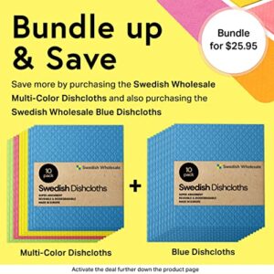 Swedish Wholesale Swedish DishCloths for Kitchen- 10 Pack Reusable Paper Towels Washable - Eco Friendly Cellulose Sponge Microfiber Dish Cloths - Kitchen Essentials - White