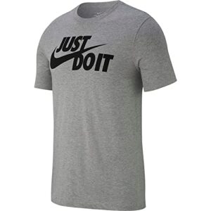 nike men's nsw tee just do it swoosh, dark grey heather/black, small