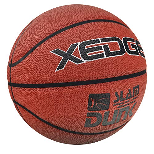 XEDGE Basketball Size 5/6/7 Composite Leather Street Basketball Indoor Outdoor Game Ball with Needle,Pump and Carry Bag (red, Size 7)