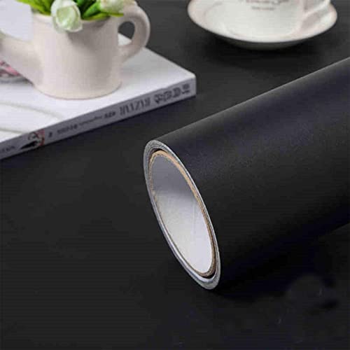 practicalWs (15.7" x118" Black Wallpaper Self Adhesive and Removable Peel and Stick Vinyl Film Stick Paper Easy to Apply Wall Coverings Shelf Home Decorative Liner Table and Door Reform