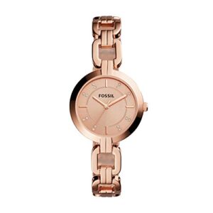 fossil women's kerrigan quartz stainless three-hand watch, color: rose gold (model: bq3206)