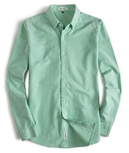 muse fath men's button down dress shirt-cotton casual long sleeve shirt-party dress shirt-light green-xl