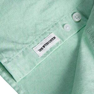 MUSE FATH Men's Button Down Dress Shirt-Cotton Casual Long Sleeve Shirt-Party Dress Shirt-Light Green-XL