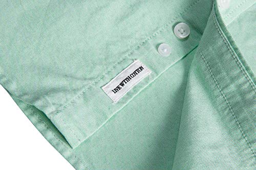 MUSE FATH Men's Button Down Dress Shirt-Cotton Casual Long Sleeve Shirt-Party Dress Shirt-Light Green-XL