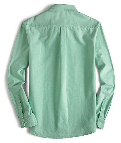 MUSE FATH Men's Button Down Dress Shirt-Cotton Casual Long Sleeve Shirt-Party Dress Shirt-Light Green-XL