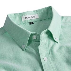 MUSE FATH Men's Button Down Dress Shirt-Cotton Casual Long Sleeve Shirt-Party Dress Shirt-Light Green-XL