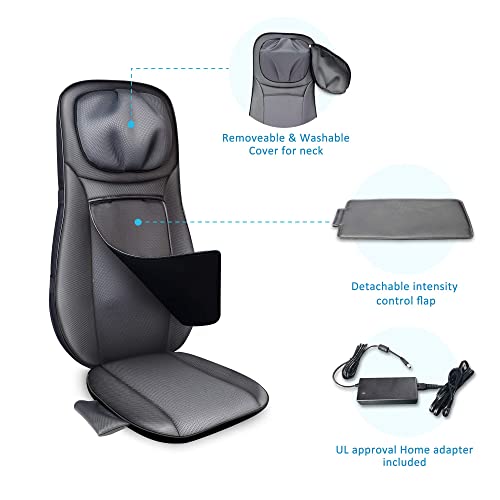 Snailax Shiatsu Full Back Massager with Heat, Chair Massager for Neck and Back Shoulders,Gel Modes Massage Cushion,Adjustable Height Massage Seat, Mothers Day Gifts for Mom,Dad