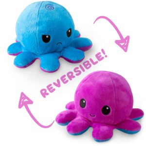 TeeTurtle - The Original Reversible Octopus Plushie - Purple + Blue - Cute Sensory Fidget Stuffed Animals That Show Your Mood