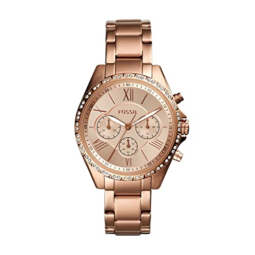 Fossil Women's Modern Courier Quartz Stainless Chronograph Watch, Color: Rose Gold (Model: BQ3377)