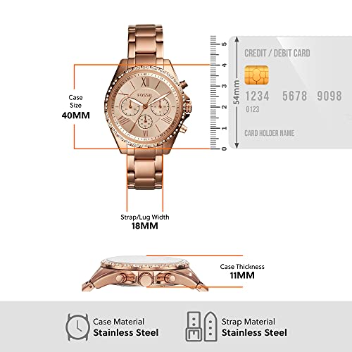 Fossil Women's Modern Courier Quartz Stainless Chronograph Watch, Color: Rose Gold (Model: BQ3377)