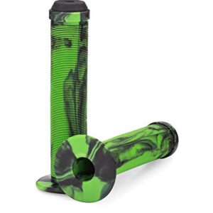 25NINE Ronin Grip with Flange - Flanged BMX Bike and Scooter Handlebar Grips with End Plugs - Green/Black