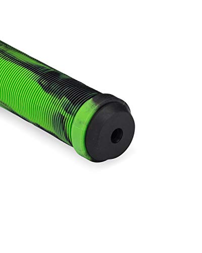 25NINE Ronin Grip with Flange - Flanged BMX Bike and Scooter Handlebar Grips with End Plugs - Green/Black