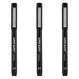 Creative Mark Calligraphy & Fineliner Pen Set Lettering Drawing Super Black, Permanent, Waterproof, & Acid-Free Chisel Nylon-Nibs Pens & Medium Brush Tip - [Lettering & Calligraphy Set of 3]