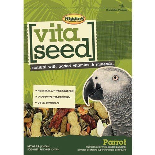 Higgins Vita Seed Parrot Food 5 lb Bag, Great for Large Parrots, Macaws and All Large Birds