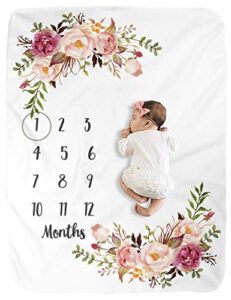 buttzo milestone blanket/baby milestone blanket girl boy/large baby blankets for girls and boys newborn photography premium fleece baby monthly blanket shower gifts