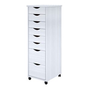 adeptus original roll cart, solid wood, 6+2 drawer narrow drawers roll carts, white