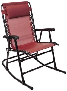 amazon basics outdoor textilene zero gravity folding lounge rocker with pillow, red