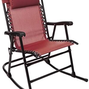 Amazon Basics Outdoor Textilene Zero Gravity Folding Lounge Rocker with Pillow, Red