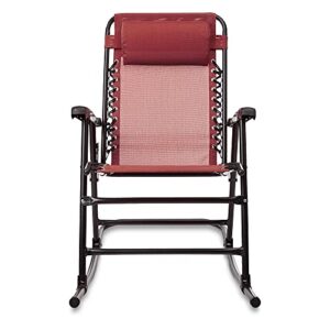 Amazon Basics Outdoor Textilene Zero Gravity Folding Lounge Rocker with Pillow, Red