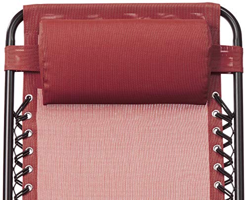 Amazon Basics Outdoor Textilene Zero Gravity Folding Lounge Rocker with Pillow, Red