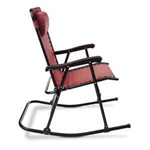 Amazon Basics Outdoor Textilene Zero Gravity Folding Lounge Rocker with Pillow, Red