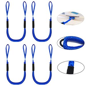 pack of 4 bungee dock lines for boat shock absorb dock tie mooring rope boat accessories 4-5.5 ft (blue)