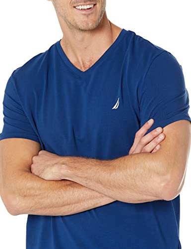 Nautica Men's Short Sleeve Solid Slim Fit V-Neck T-Shirt, Royal Blue, X-Large