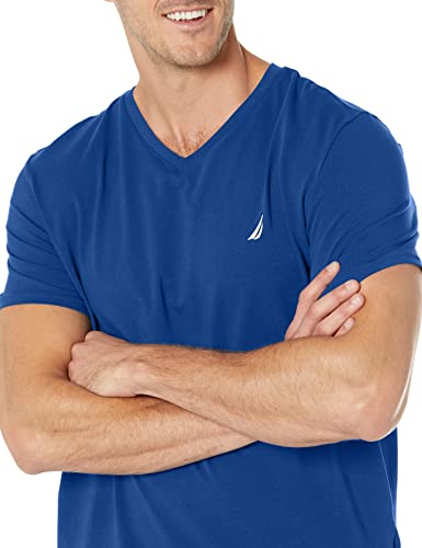 Nautica Men's Short Sleeve Solid Slim Fit V-Neck T-Shirt, Royal Blue, X-Large