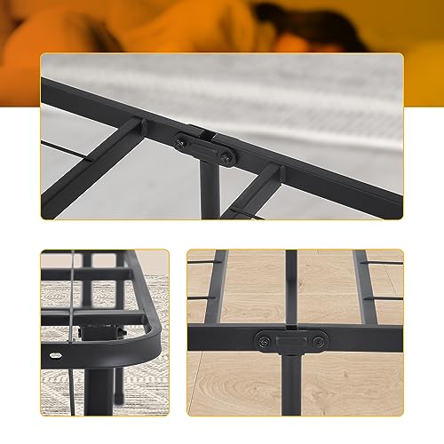 Bed Frame Metal Platform Bed Frame Mattress Foundation Box Spring Replacement Heavy Duty Steel Slat Easy Assembly Noise-Free Black,Twin/Full/King/Queen (Full)