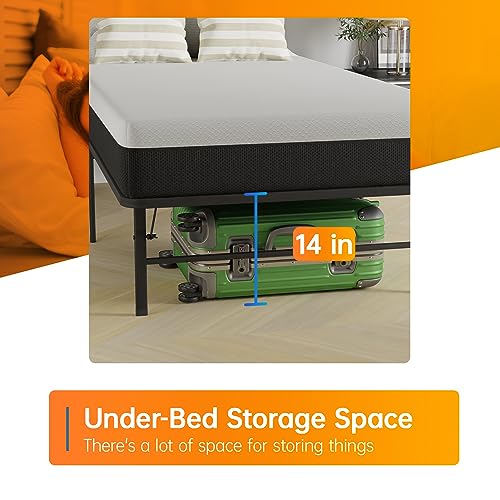 Bed Frame Metal Platform Bed Frame Mattress Foundation Box Spring Replacement Heavy Duty Steel Slat Easy Assembly Noise-Free Black,Twin/Full/King/Queen (Full)